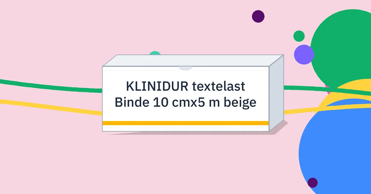 Symbolbild: Packung mit der Aufschrift KLINIDUR textelast Binde 10 cmx5 m beige (PZN 07717540) – Verfügbarkeit und Bezug in Apotheken in Frankfurt am Main