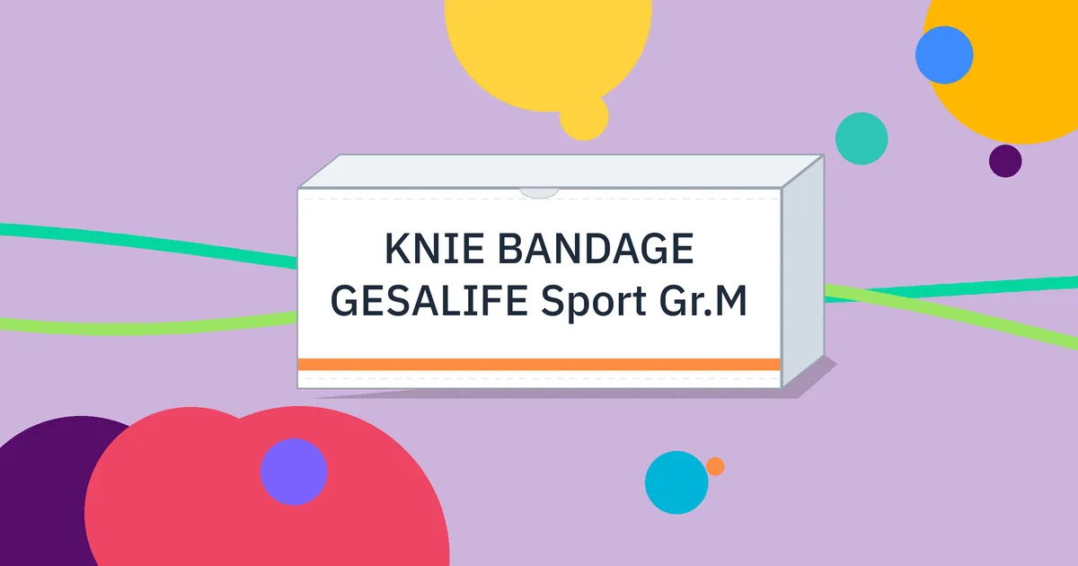 Symbolbild: Packung mit der Aufschrift KNIE BANDAGE GESALIFE Sport Gr.M (PZN 03862127) – Verfügbarkeit und Bezug in Apotheken in Frankfurt am Main