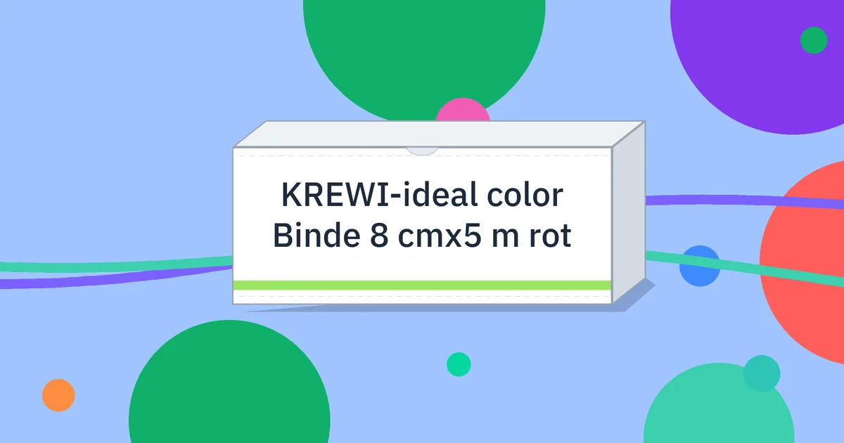 Symbolbild: Packung mit der Aufschrift KREWI-ideal color Binde 8 cmx5 m rot (PZN 17301349) – Verfügbarkeit und Bezug in Apotheken in Frankfurt am Main