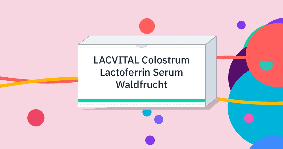 Symbolbild: Packung mit der Aufschrift LACVITAL Colostrum Lactoferrin Serum Waldfrucht (PZN 19438029) – Verfügbarkeit und Bezug in Apotheken in Frankfurt am Main