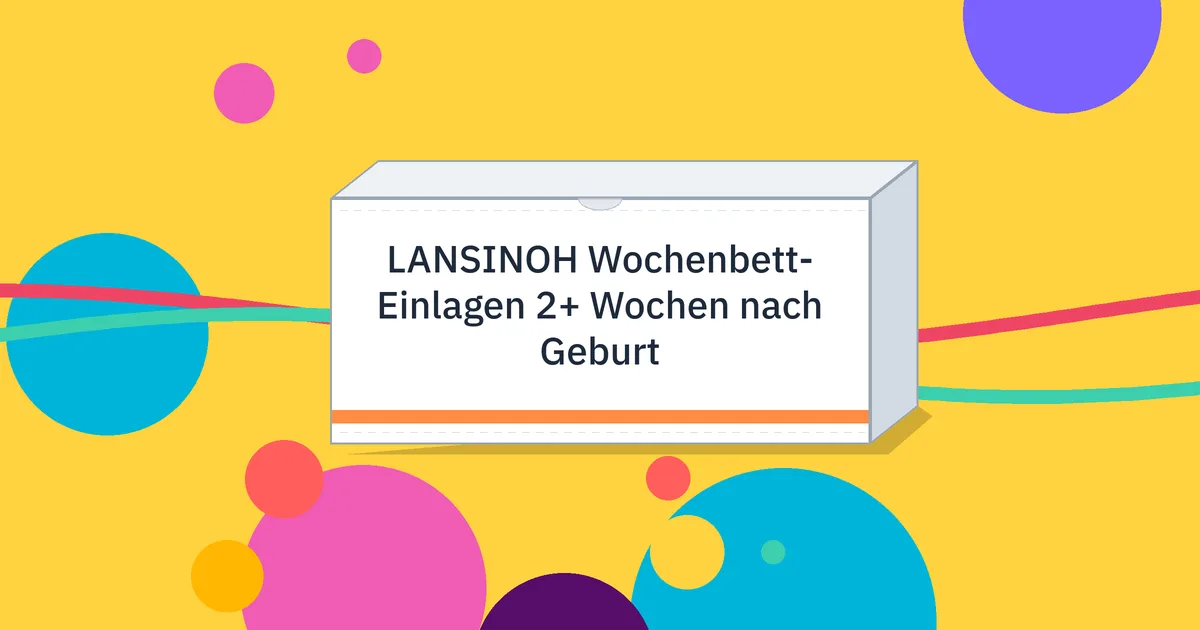 Symbolbild: Packung mit der Aufschrift LANSINOH Wochenbett-Einlagen 2+ Wochen nach Geburt (PZN 18657249) – Verfügbarkeit und Bezug in Apotheken in Frankfurt am Main