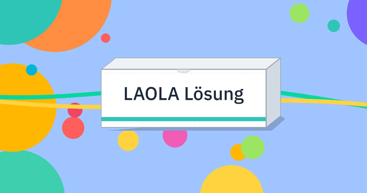 Symbolbild: Packung mit der Aufschrift LAOLA Lösung (PZN 04988824) – Verfügbarkeit und Bezug in Apotheken in Frankfurt am Main