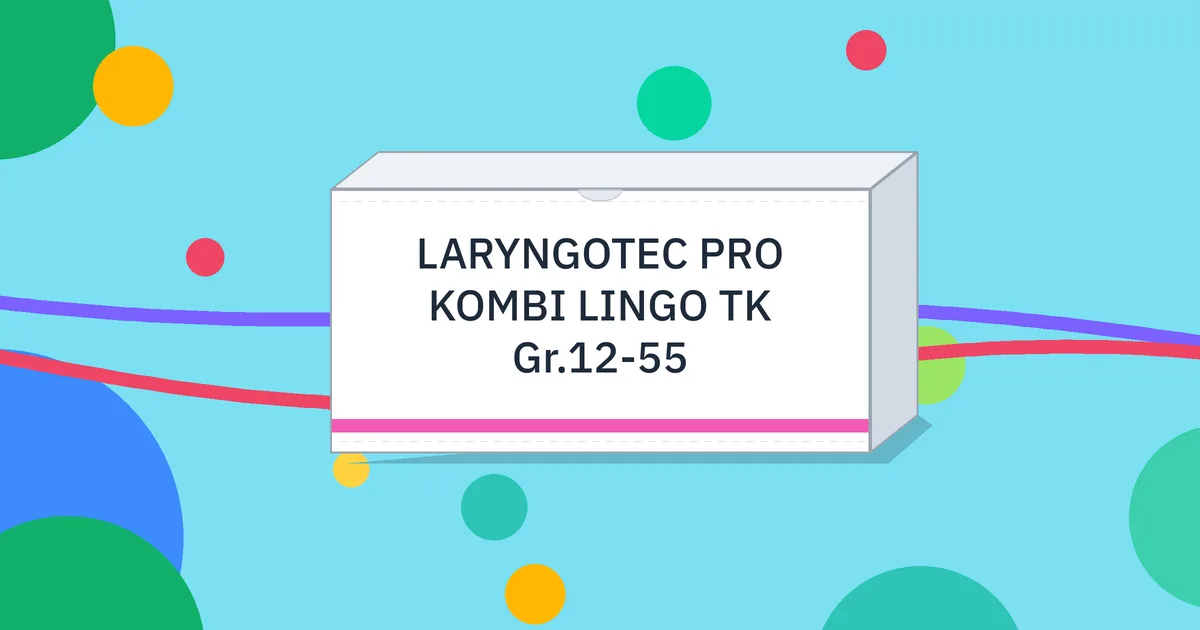 Symbolbild: Packung mit der Aufschrift LARYNGOTEC PRO KOMBI LINGO TK Gr.12-55 (PZN 16740934) – Verfügbarkeit und Bezug in Apotheken in Frankfurt am Main