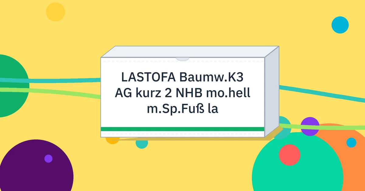 Symbolbild: Packung mit der Aufschrift LASTOFA Baumw.K3 AG kurz 2 NHB mo.hell m.Sp.Fuß la (PZN 01955238) – Verfügbarkeit und Bezug in Apotheken in Frankfurt am Main