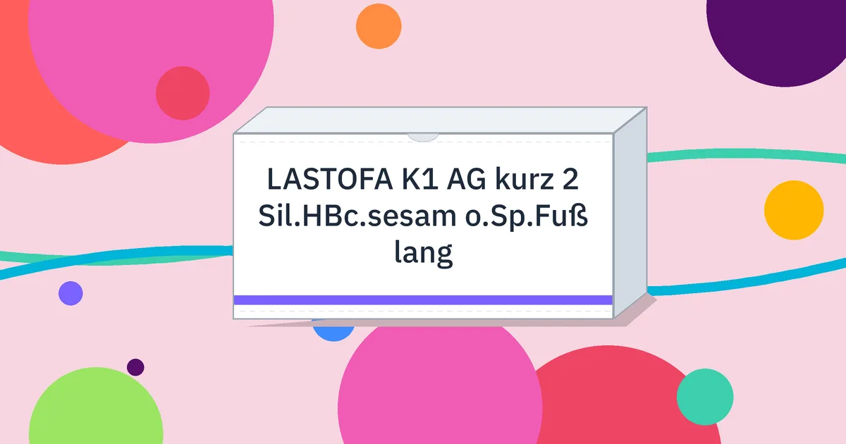 Symbolbild: Packung mit der Aufschrift LASTOFA K1 AG kurz 2 Sil.HBc.sesam o.Sp.Fuß lang (PZN 14148108) – Verfügbarkeit und Bezug in Apotheken in Frankfurt am Main