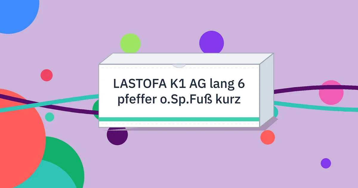 Symbolbild: Packung mit der Aufschrift LASTOFA K1 AG lang 6 pfeffer o.Sp.Fuß kurz (PZN 13794817) – Verfügbarkeit und Bezug in Apotheken in Frankfurt am Main