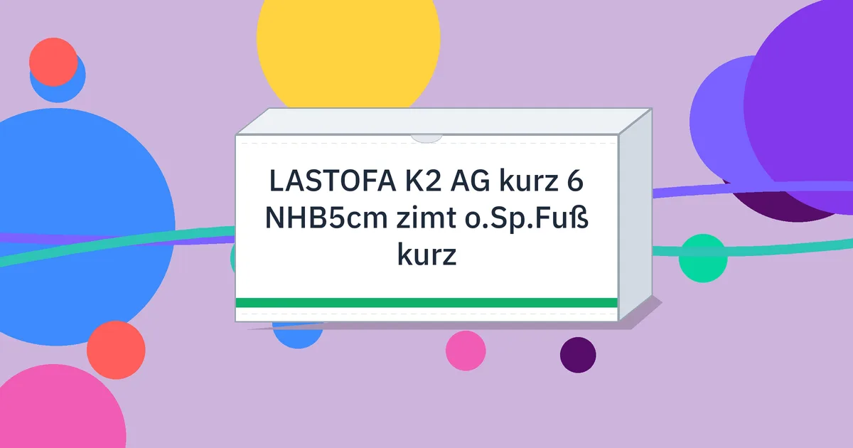 Symbolbild: Packung mit der Aufschrift LASTOFA K2 AG kurz 6 NHB5cm zimt o.Sp.Fuß kurz (PZN 13807460) – Verfügbarkeit und Bezug in Apotheken in Frankfurt am Main