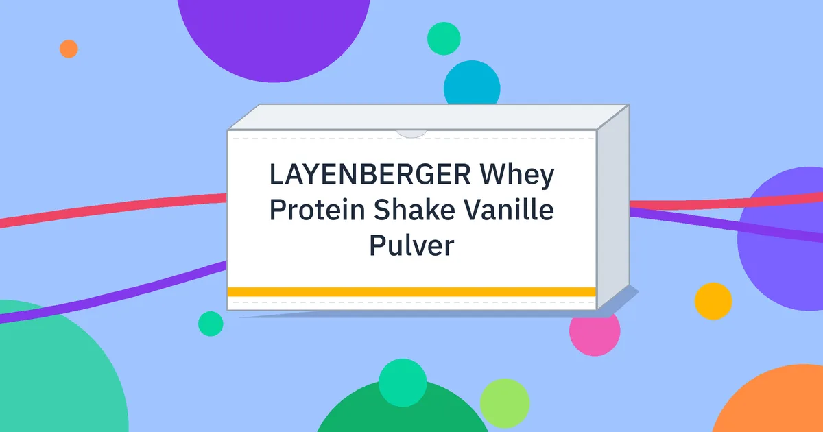 Symbolbild: Packung mit der Aufschrift LAYENBERGER Whey Protein Shake Vanille Pulver (PZN 16583854) – Verfügbarkeit und Bezug in Apotheken in Frankfurt am Main