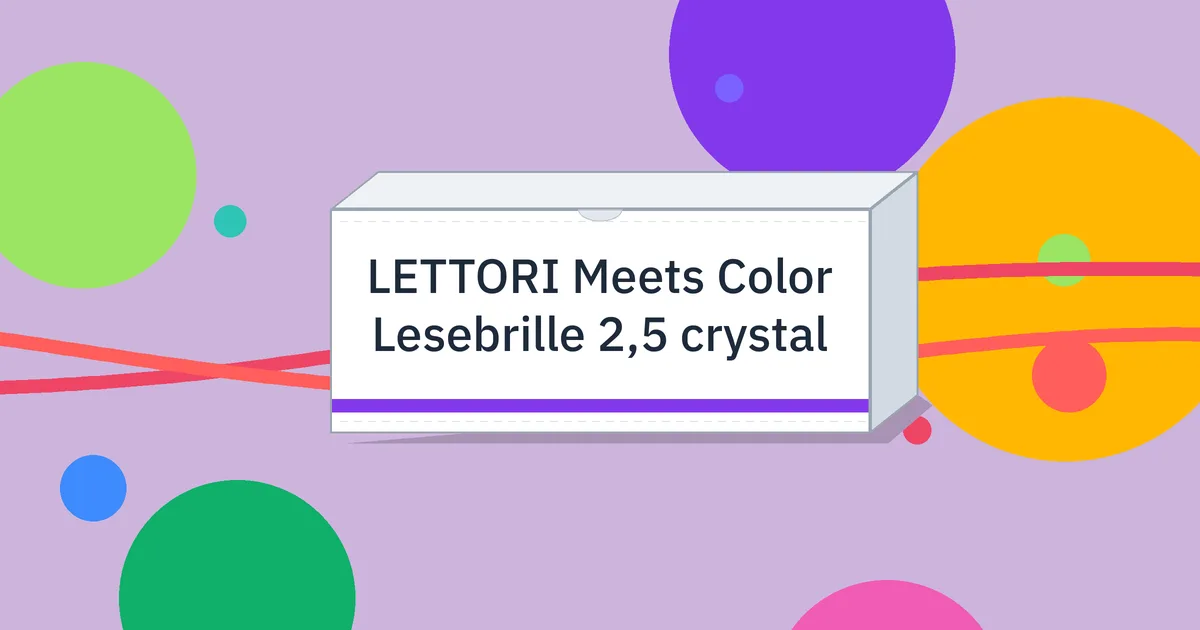 Symbolbild: Packung mit der Aufschrift LETTORI Meets Color Lesebrille 2,5 crystal (PZN 11142269) – Verfügbarkeit und Bezug in Apotheken in Frankfurt am Main