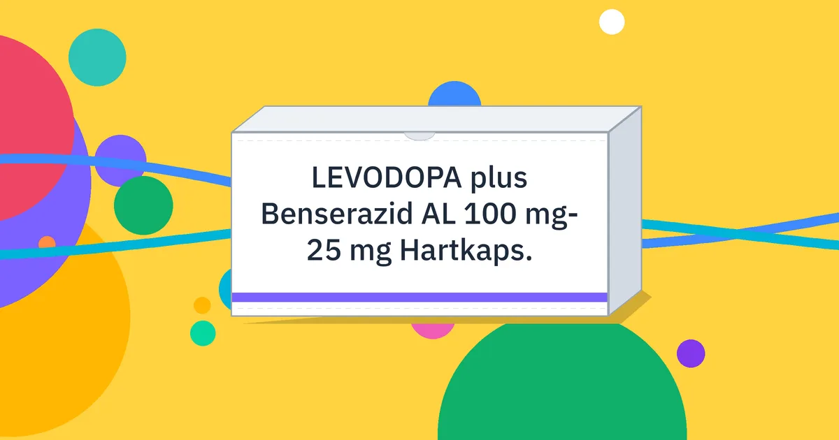 Symbolbild: Packung mit der Aufschrift LEVODOPA plus Benserazid AL 100 mg-25 mg Hartkaps. (PZN 12565753) – Verfügbarkeit und Bezug in Apotheken in Frankfurt am Main