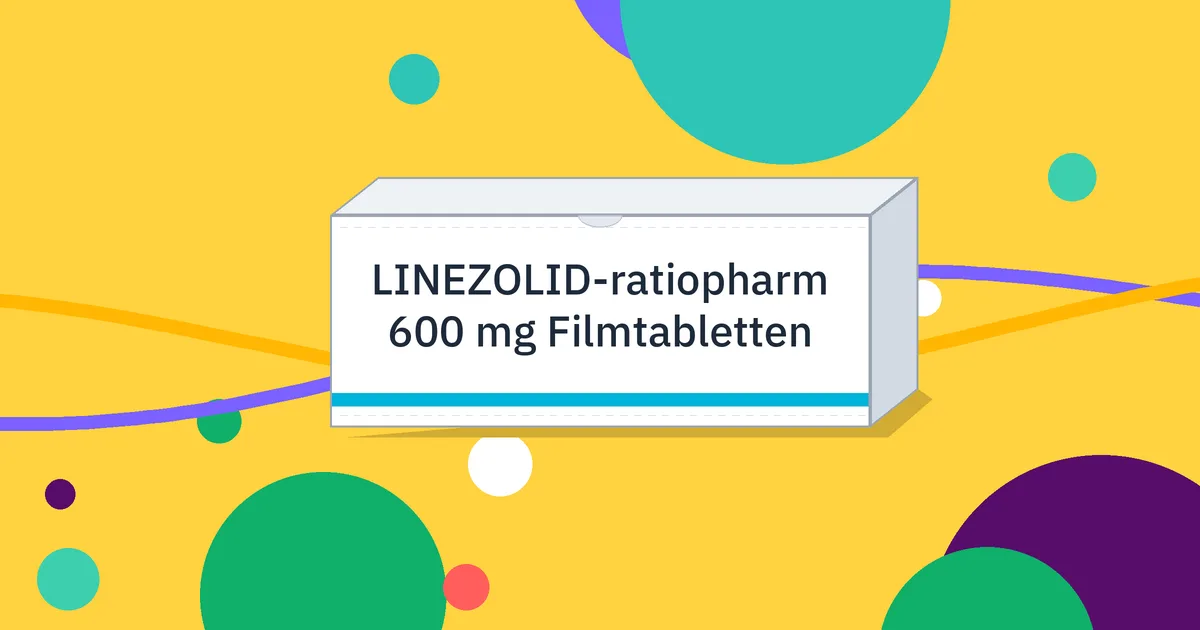 Symbolbild: Packung mit der Aufschrift LINEZOLID-ratiopharm 600 mg Filmtabletten (PZN 11088280) – Verfügbarkeit und Bezug in Apotheken in Frankfurt am Main
