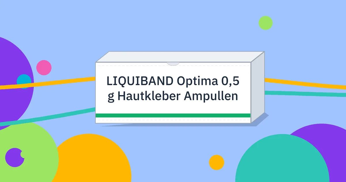 Symbolbild: Packung mit der Aufschrift LIQUIBAND Optima 0,5 g Hautkleber Ampullen (PZN 12776935) – Verfügbarkeit und Bezug in Apotheken in Frankfurt am Main