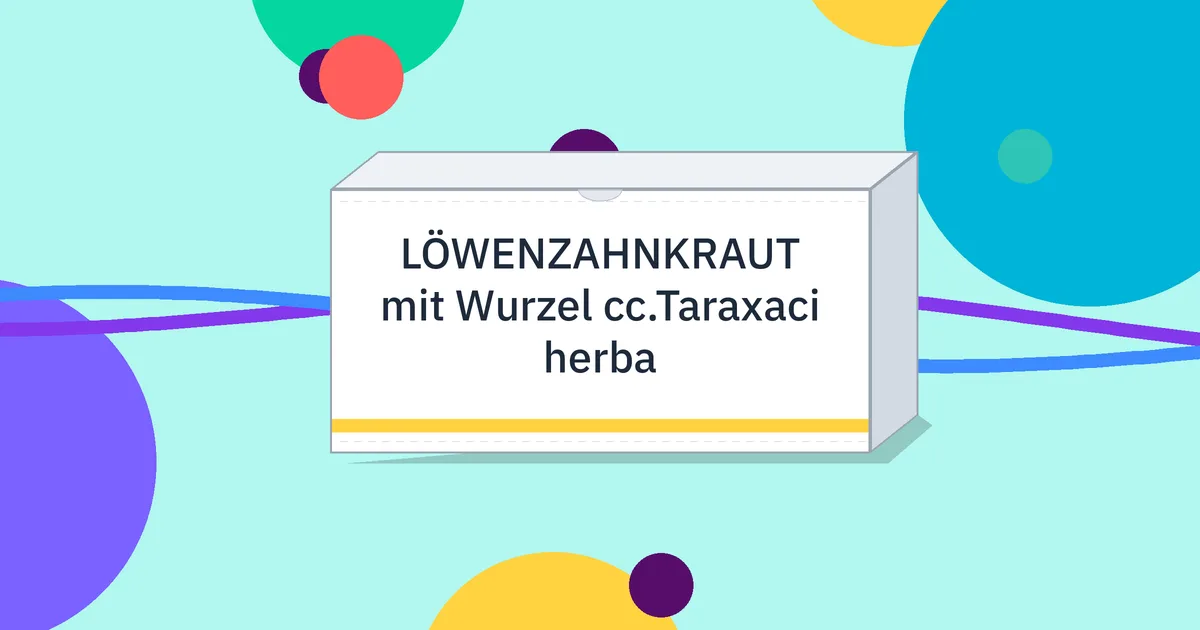 Symbolbild: Packung mit der Aufschrift LÖWENZAHNKRAUT mit Wurzel cc.Taraxaci herba (PZN 20953558) – Verfügbarkeit und Bezug in Apotheken in Frankfurt am Main