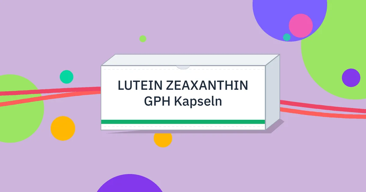 Symbolbild: Packung mit der Aufschrift LUTEIN ZEAXANTHIN GPH Kapseln (PZN 00682695) – Verfügbarkeit und Bezug in Apotheken in Frankfurt am Main
