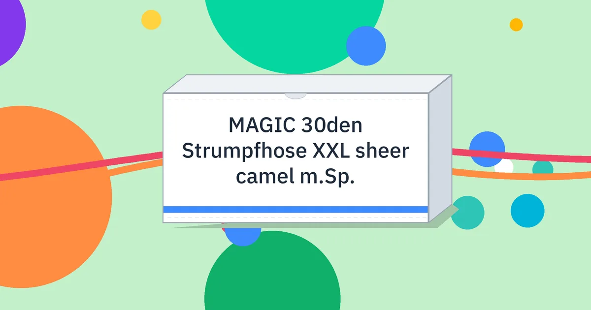 Symbolbild: Packung mit der Aufschrift MAGIC 30den Strumpfhose XXL sheer camel m.Sp. (PZN 16182440) – Verfügbarkeit und Bezug in Apotheken in Frankfurt am Main