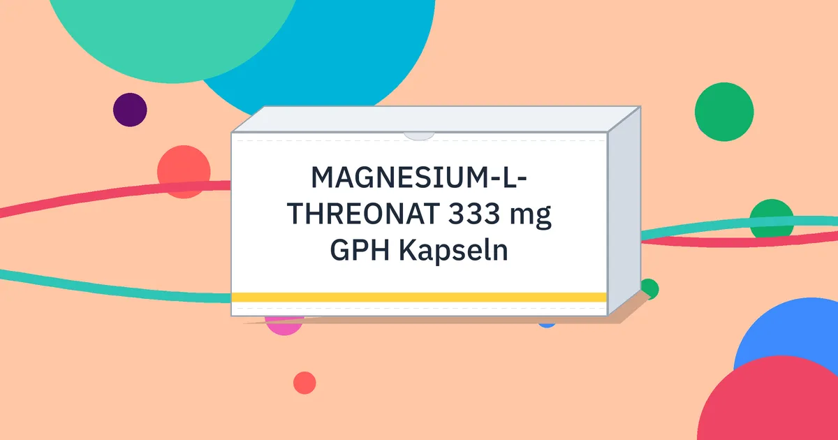 Symbolbild: Packung mit der Aufschrift MAGNESIUM-L-THREONAT 333 mg GPH Kapseln (PZN 19954481) – Verfügbarkeit und Bezug in Apotheken in Frankfurt am Main