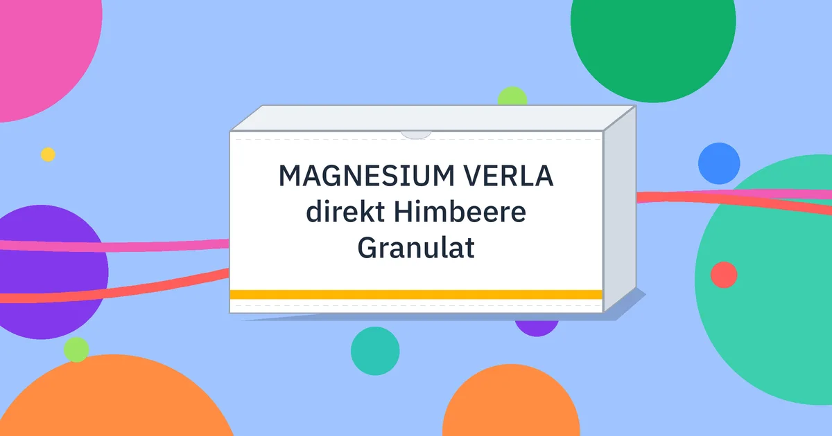 Symbolbild: Packung mit der Aufschrift MAGNESIUM VERLA direkt Himbeere Granulat (PZN 07396685) – Verfügbarkeit und Bezug in Apotheken in Frankfurt am Main