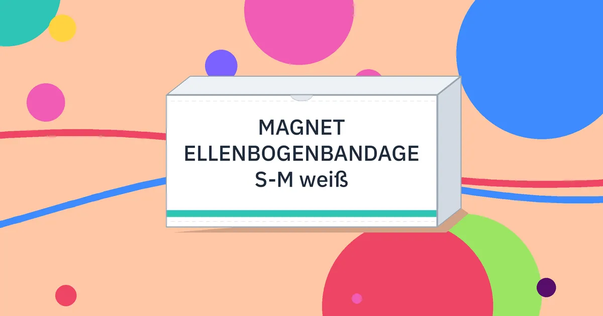Symbolbild: Packung mit der Aufschrift MAGNET ELLENBOGENBANDAGE S-M weiß (PZN 20136279) – Verfügbarkeit und Bezug in Apotheken in Frankfurt am Main