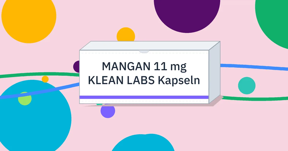Symbolbild: Packung mit der Aufschrift MANGAN 11 mg KLEAN LABS Kapseln (PZN 18467394) – Verfügbarkeit und Bezug in Apotheken in Frankfurt am Main