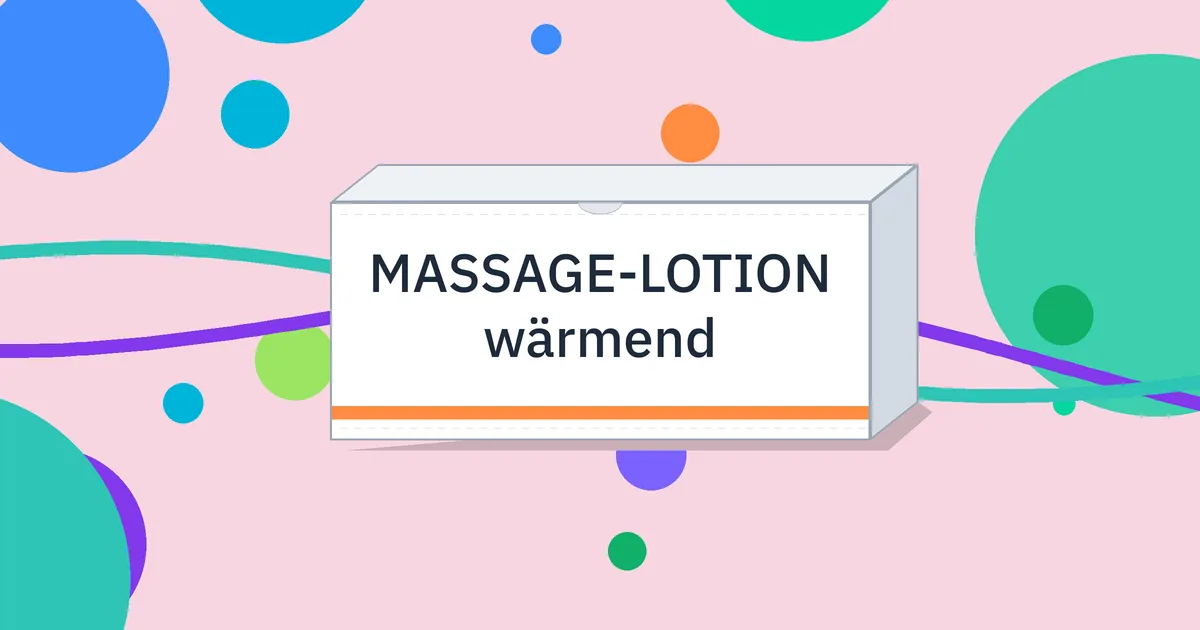 Symbolbild: Packung mit der Aufschrift MASSAGE-LOTION wärmend (PZN 13650679) – Verfügbarkeit und Bezug in Apotheken in Frankfurt am Main