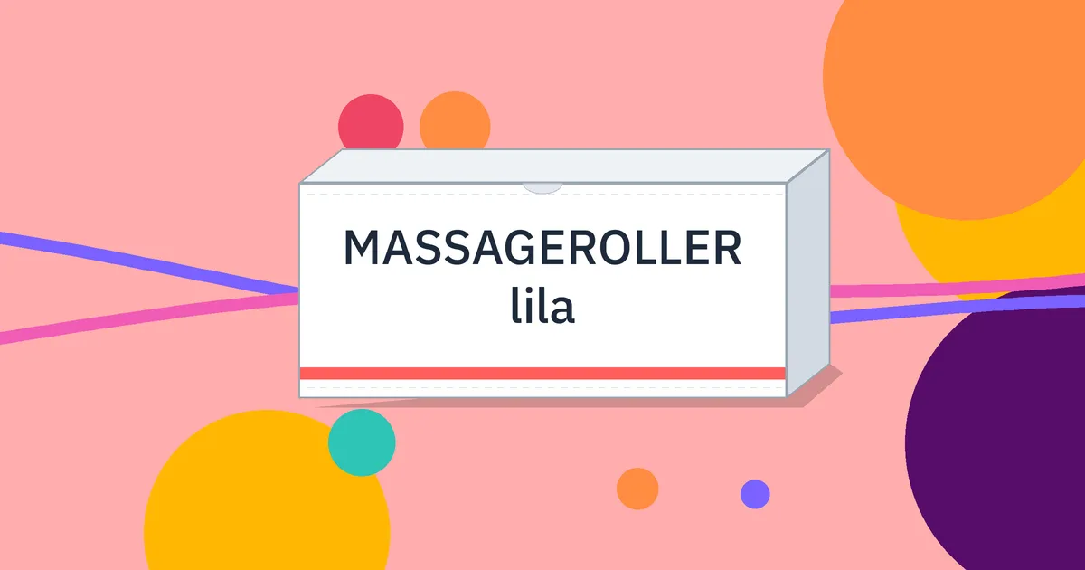 Symbolbild: Packung mit der Aufschrift MASSAGEROLLER lila (PZN 19402876) – Verfügbarkeit und Bezug in Apotheken in Frankfurt am Main