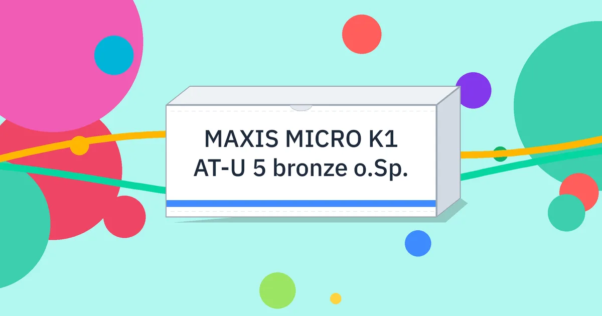 Symbolbild: Packung mit der Aufschrift MAXIS MICRO K1 AT-U 5 bronze o.Sp. (PZN 17671655) – Verfügbarkeit und Bezug in Apotheken in Frankfurt am Main