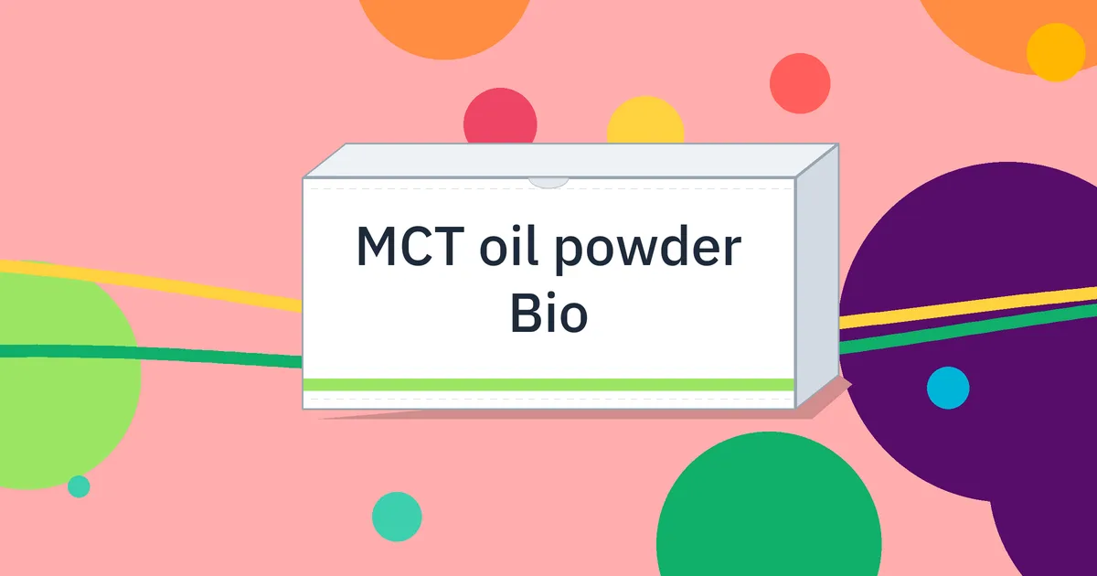 Symbolbild: Packung mit der Aufschrift MCT oil powder Bio (PZN 18412743) – Verfügbarkeit und Bezug in Apotheken in Frankfurt am Main