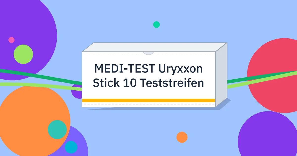 Symbolbild: Packung mit der Aufschrift MEDI-TEST Uryxxon Stick 10 Teststreifen (PZN 00374120) – Verfügbarkeit und Bezug in Apotheken in Frankfurt am Main