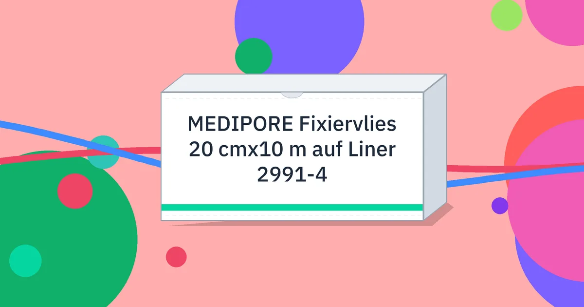 Symbolbild: Packung mit der Aufschrift MEDIPORE Fixiervlies 20 cmx10 m auf Liner 2991-4 (PZN 19798549) – Verfügbarkeit und Bezug in Apotheken in Frankfurt am Main