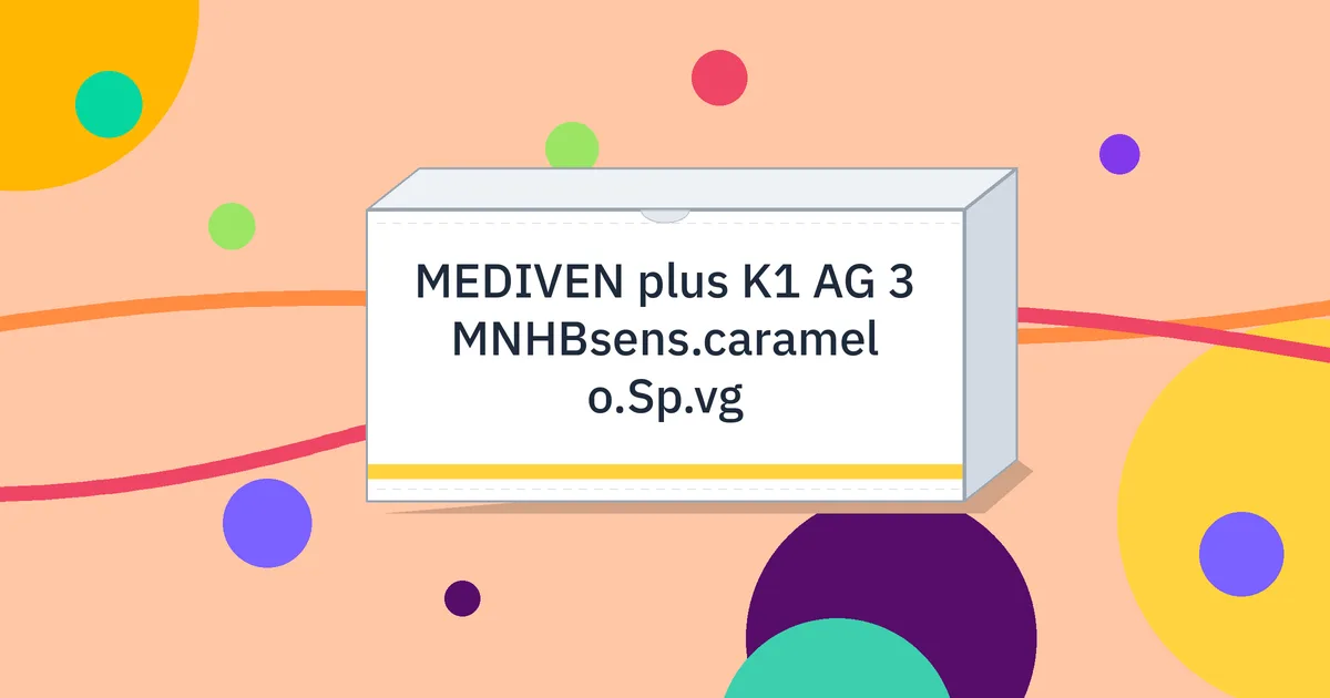 Symbolbild: Packung mit der Aufschrift MEDIVEN plus K1 AG 3 MNHBsens.caramel o.Sp.vg (PZN 16072266) – Verfügbarkeit und Bezug in Apotheken in Frankfurt am Main