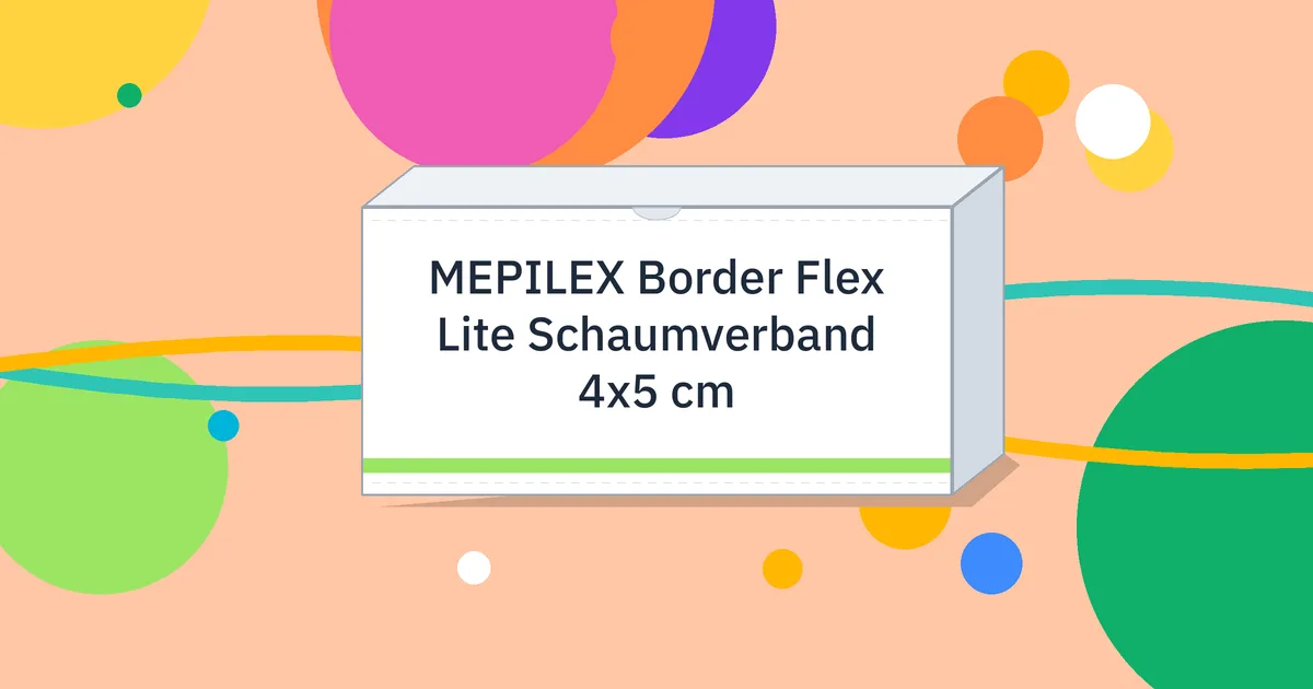 Symbolbild: Packung mit der Aufschrift MEPILEX Border Flex Lite Schaumverband 4x5 cm (PZN 17615935) – Verfügbarkeit und Bezug in Apotheken in Frankfurt am Main