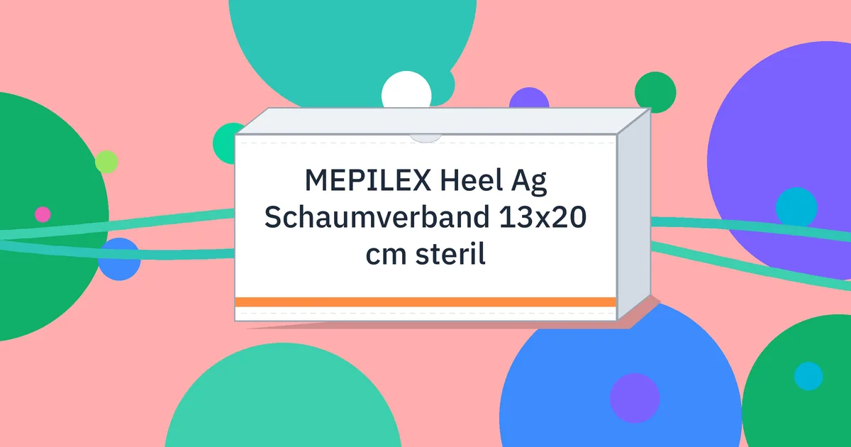 Symbolbild: Packung mit der Aufschrift MEPILEX Heel Ag Schaumverband 13x20 cm steril (PZN 11518504) – Verfügbarkeit und Bezug in Apotheken in Frankfurt am Main