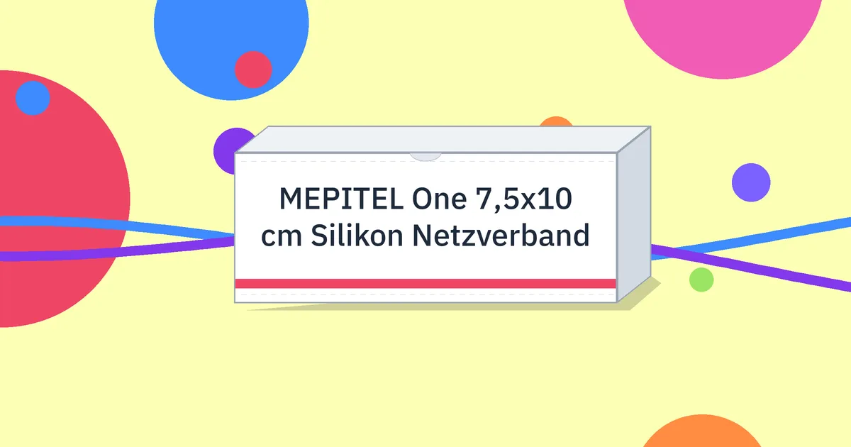 Symbolbild: Packung mit der Aufschrift MEPITEL One 7,5x10 cm Silikon Netzverband (PZN 12360034) – Verfügbarkeit und Bezug in Apotheken in Frankfurt am Main