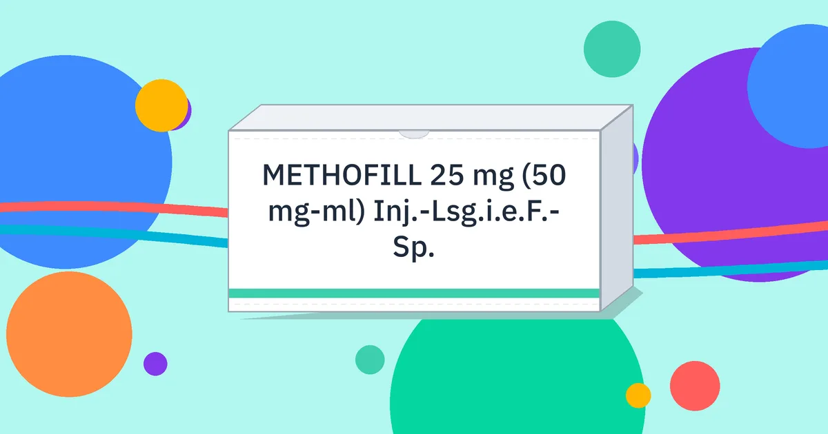 Symbolbild: Packung mit der Aufschrift METHOFILL 25 mg (50 mg-ml) Inj.-Lsg.i.e.F.-Sp. (PZN 11695749) – Verfügbarkeit und Bezug in Apotheken in Frankfurt am Main