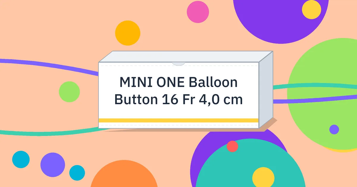 Symbolbild: Packung mit der Aufschrift MINI ONE Balloon Button 16 Fr 4,0 cm (PZN 14342135) – Verfügbarkeit und Bezug in Apotheken in Frankfurt am Main