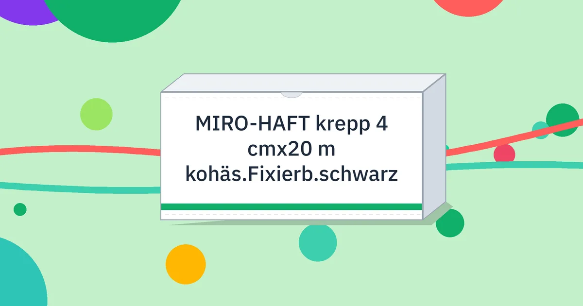 Symbolbild: Packung mit der Aufschrift MIRO-HAFT krepp 4 cmx20 m kohäs.Fixierb.schwarz (PZN 17757049) – Verfügbarkeit und Bezug in Apotheken in Frankfurt am Main