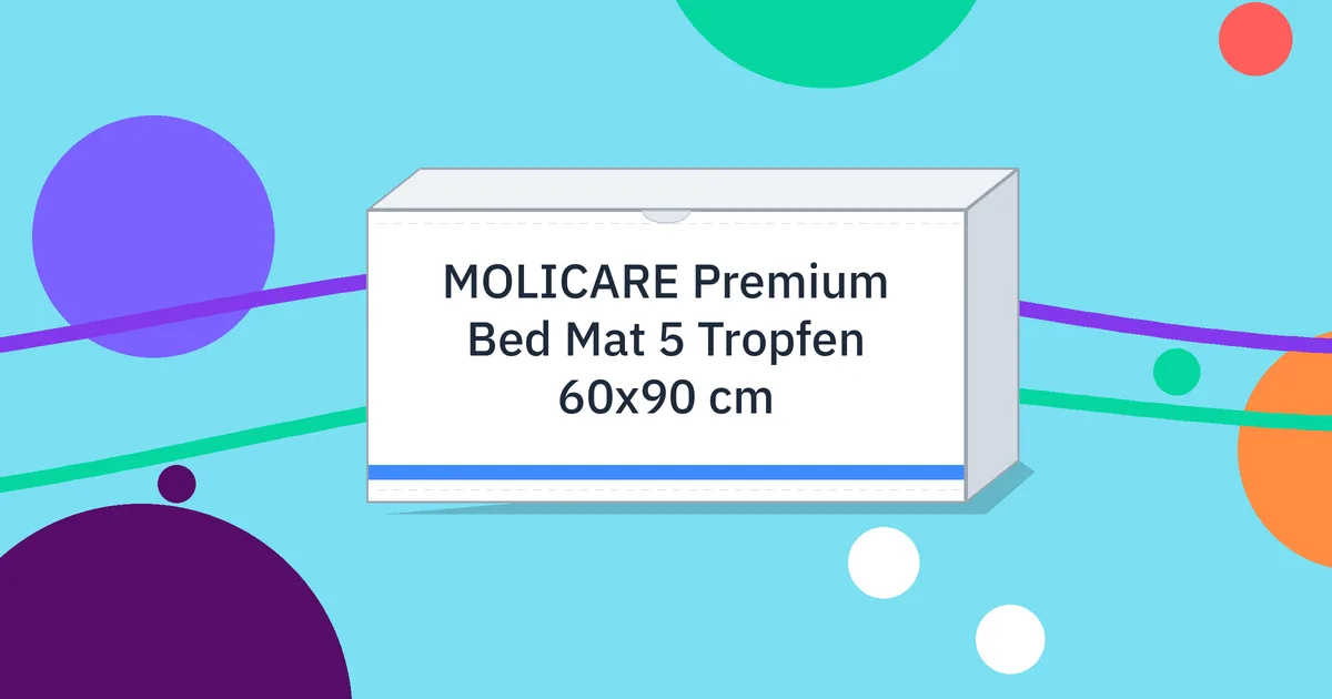Symbolbild: Packung mit der Aufschrift MOLICARE Premium Bed Mat 5 Tropfen 60x90 cm (PZN 16136701) – Verfügbarkeit und Bezug in Apotheken in Frankfurt am Main