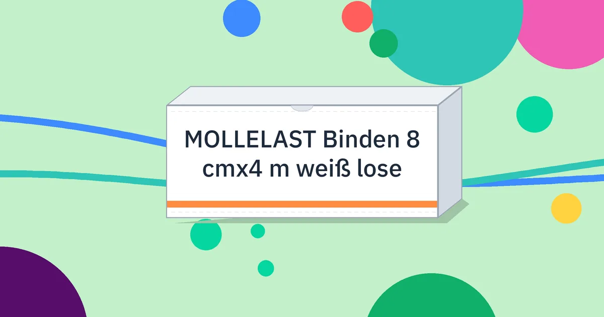 Symbolbild: Packung mit der Aufschrift MOLLELAST Binden 8 cmx4 m weiß lose (PZN 15406647) – Verfügbarkeit und Bezug in Apotheken in Frankfurt am Main