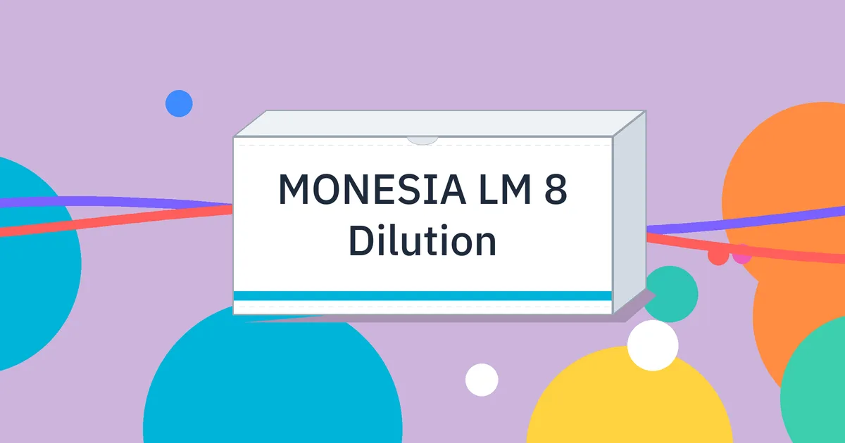 Symbolbild: Packung mit der Aufschrift MONESIA LM 8 Dilution (PZN 13610697) – Verfügbarkeit und Bezug in Apotheken in Frankfurt am Main
