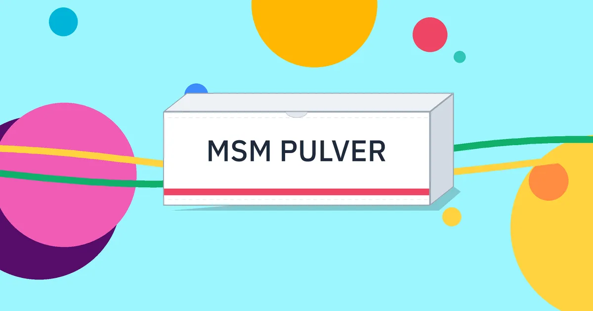 Symbolbild: Packung mit der Aufschrift MSM PULVER (PZN 19307735) – Verfügbarkeit und Bezug in Apotheken in Frankfurt am Main
