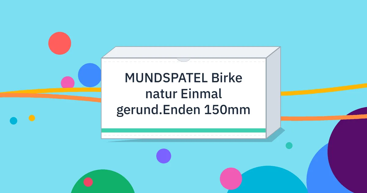 Symbolbild: Packung mit der Aufschrift MUNDSPATEL Birke natur Einmal gerund.Enden 150mm (PZN 16145539) – Verfügbarkeit und Bezug in Apotheken in Frankfurt am Main