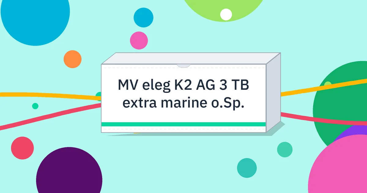 Symbolbild: Packung mit der Aufschrift MV eleg K2 AG 3 TB extra marine o.Sp. (PZN 15283423) – Verfügbarkeit und Bezug in Apotheken in Frankfurt am Main