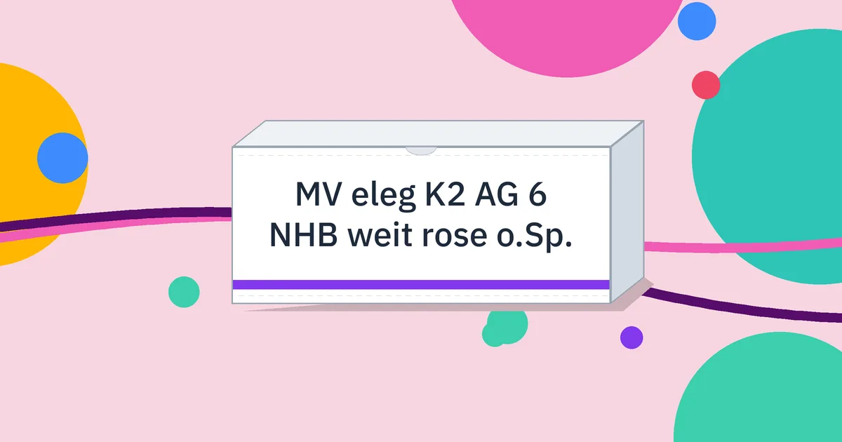 Symbolbild: Packung mit der Aufschrift MV eleg K2 AG 6 NHB weit rose o.Sp. (PZN 15728492) – Verfügbarkeit und Bezug in Apotheken in Frankfurt am Main