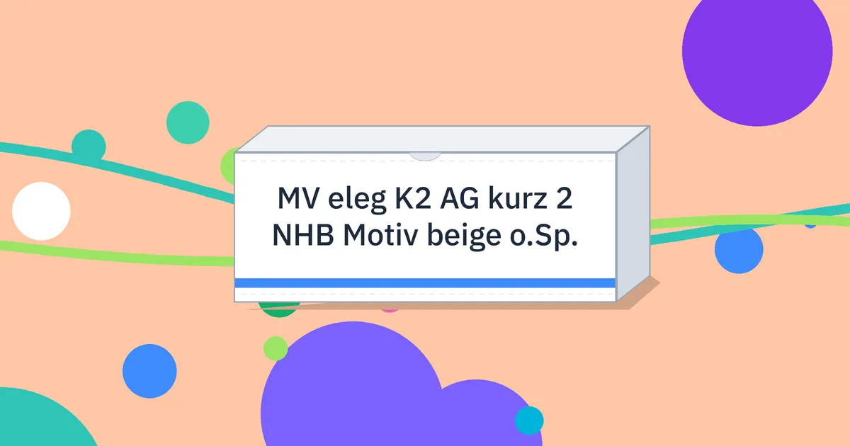 Symbolbild: Packung mit der Aufschrift MV eleg K2 AG kurz 2 NHB Motiv beige o.Sp. (PZN 15708377) – Verfügbarkeit und Bezug in Apotheken in Frankfurt am Main