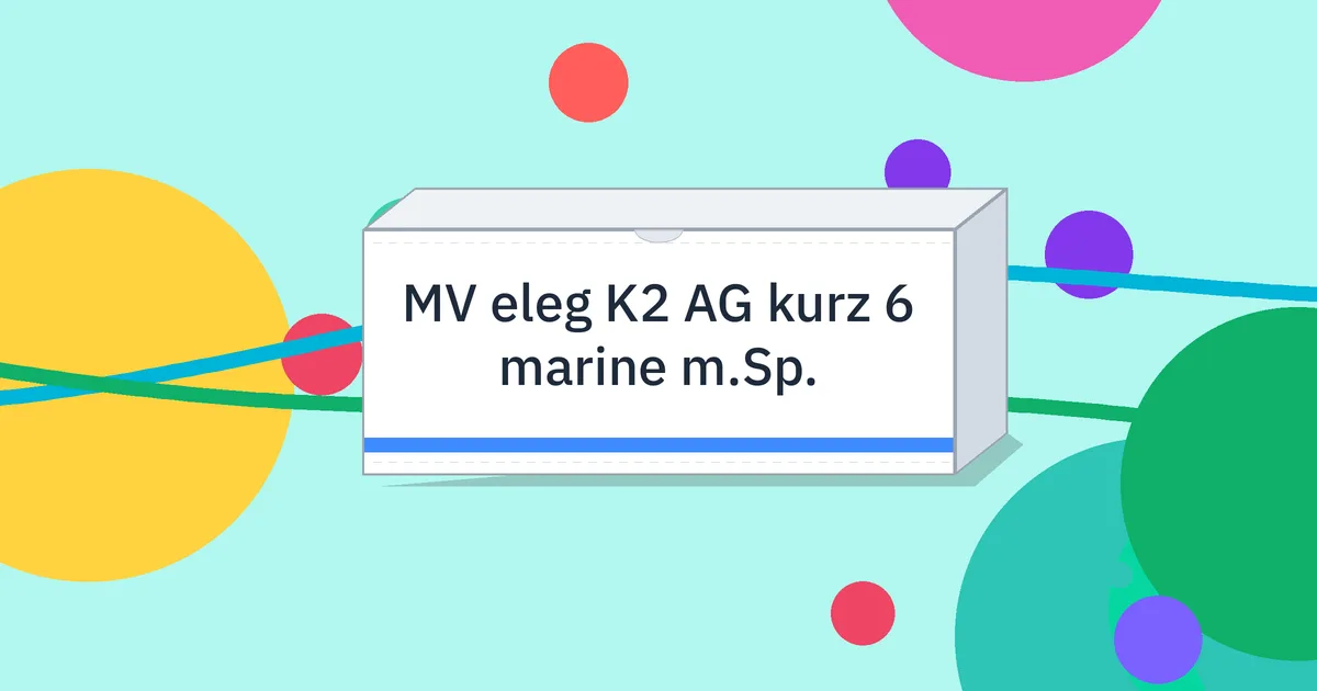 Symbolbild: Packung mit der Aufschrift MV eleg K2 AG kurz 6 marine m.Sp. (PZN 14608082) – Verfügbarkeit und Bezug in Apotheken in Frankfurt am Main