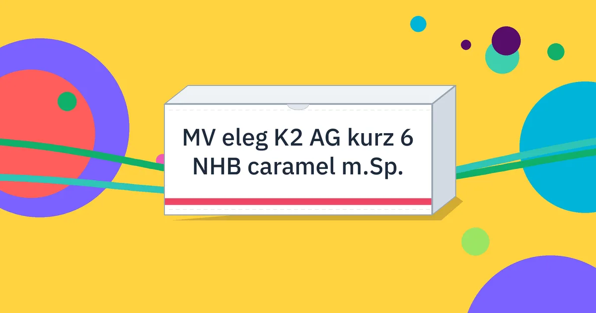 Symbolbild: Packung mit der Aufschrift MV eleg K2 AG kurz 6 NHB caramel m.Sp. (PZN 15716980) – Verfügbarkeit und Bezug in Apotheken in Frankfurt am Main