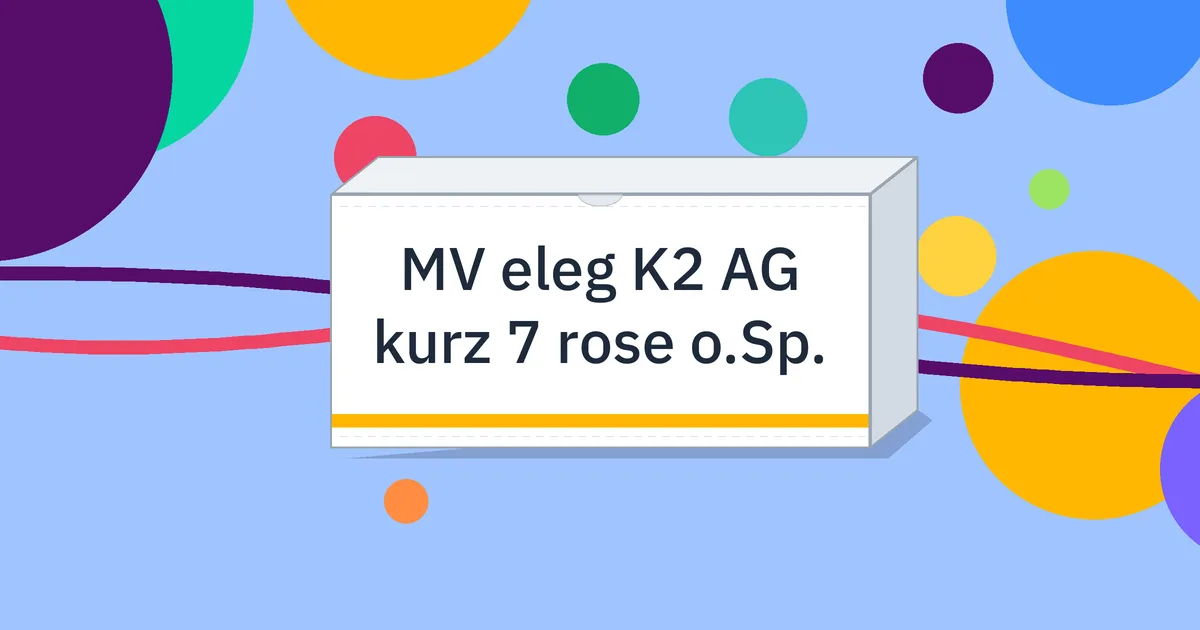 Symbolbild: Packung mit der Aufschrift MV eleg K2 AG kurz 7 rose o.Sp. (PZN 14697921) – Verfügbarkeit und Bezug in Apotheken in Frankfurt am Main