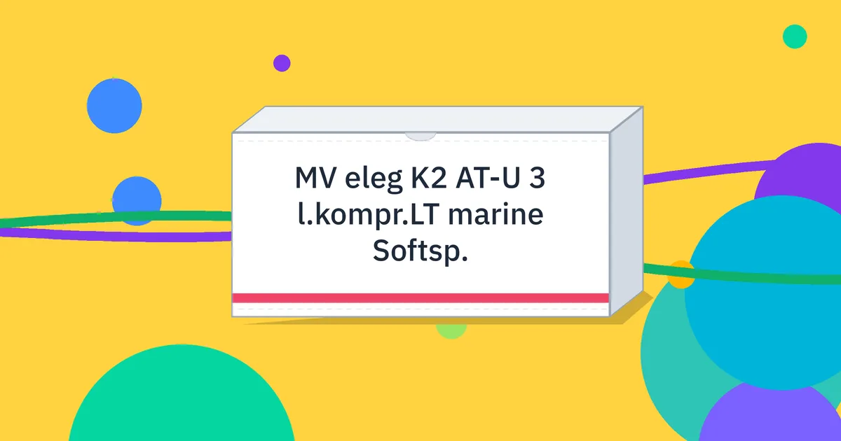 Symbolbild: Packung mit der Aufschrift MV eleg K2 AT-U 3 l.kompr.LT marine Softsp. (PZN 15290110) – Verfügbarkeit und Bezug in Apotheken in Frankfurt am Main