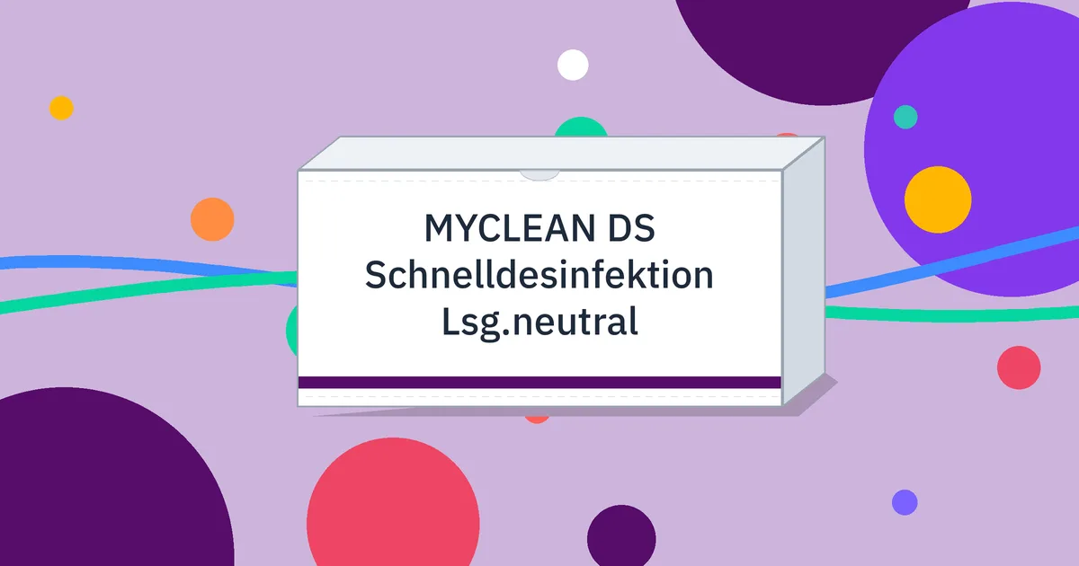 Symbolbild: Packung mit der Aufschrift MYCLEAN DS Schnelldesinfektion Lsg.neutral (PZN 20632239) – Verfügbarkeit und Bezug in Apotheken in Frankfurt am Main