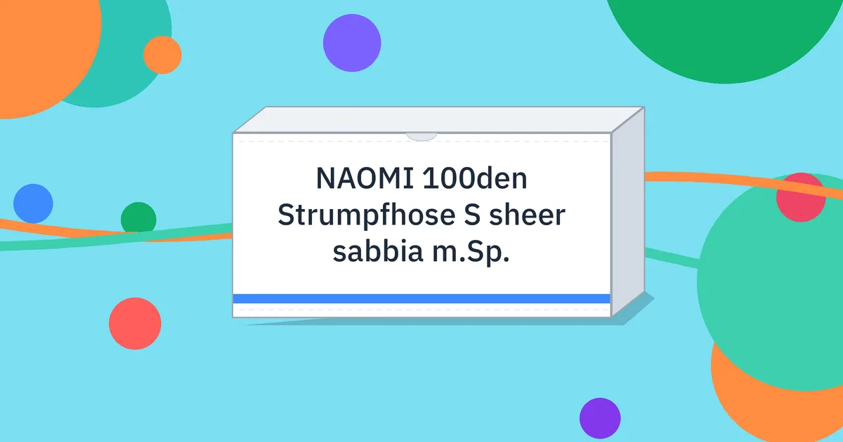 Symbolbild: Packung mit der Aufschrift NAOMI 100den Strumpfhose S sheer sabbia m.Sp. (PZN 16176994) – Verfügbarkeit und Bezug in Apotheken in Frankfurt am Main